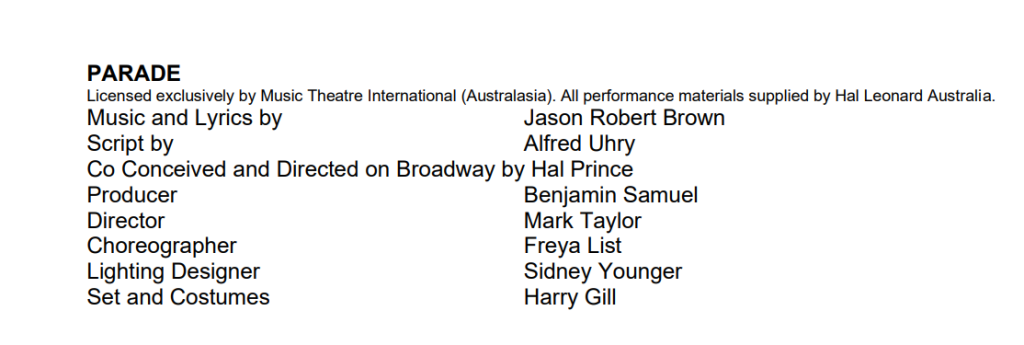 Cast Announced for Tony-Award Winning Musical, Parade | News